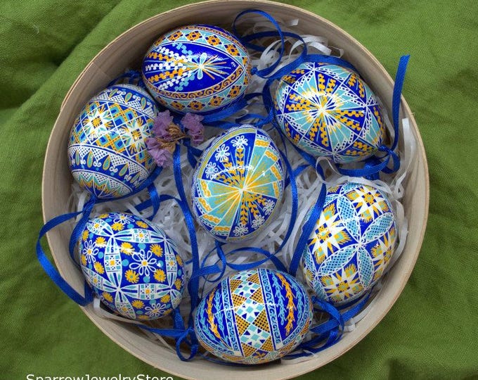 Set of 7 Traditional Ukrainian Pysanka Real Ukrainian Easter Eggs ...