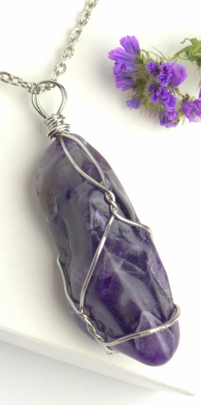 Natural Raw Amethyst Pendant Necklace Purple Stone Amethyst | Etsy