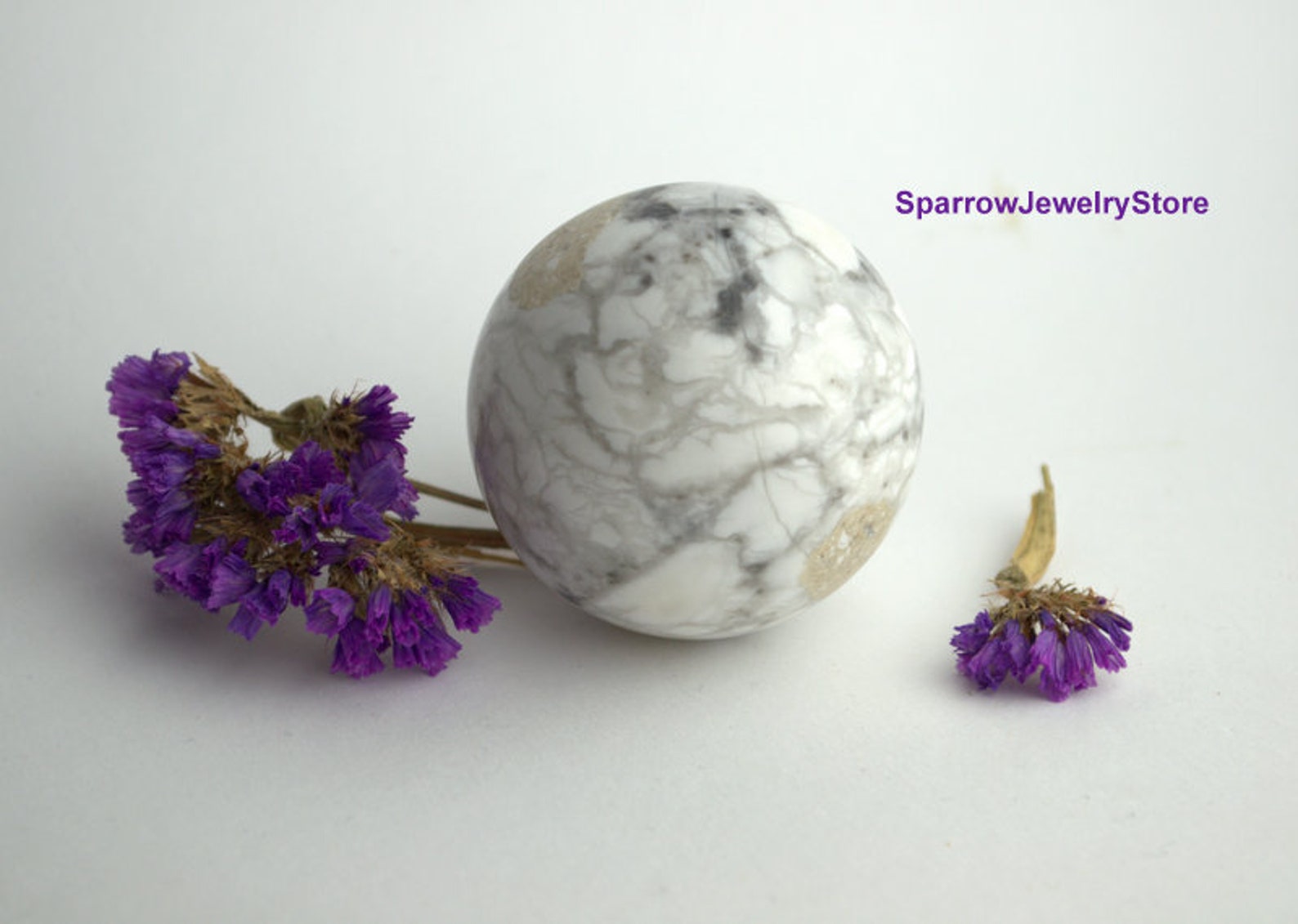 Natural White Howlite Crystal Sphere Polished Howlite Crystal - Etsy