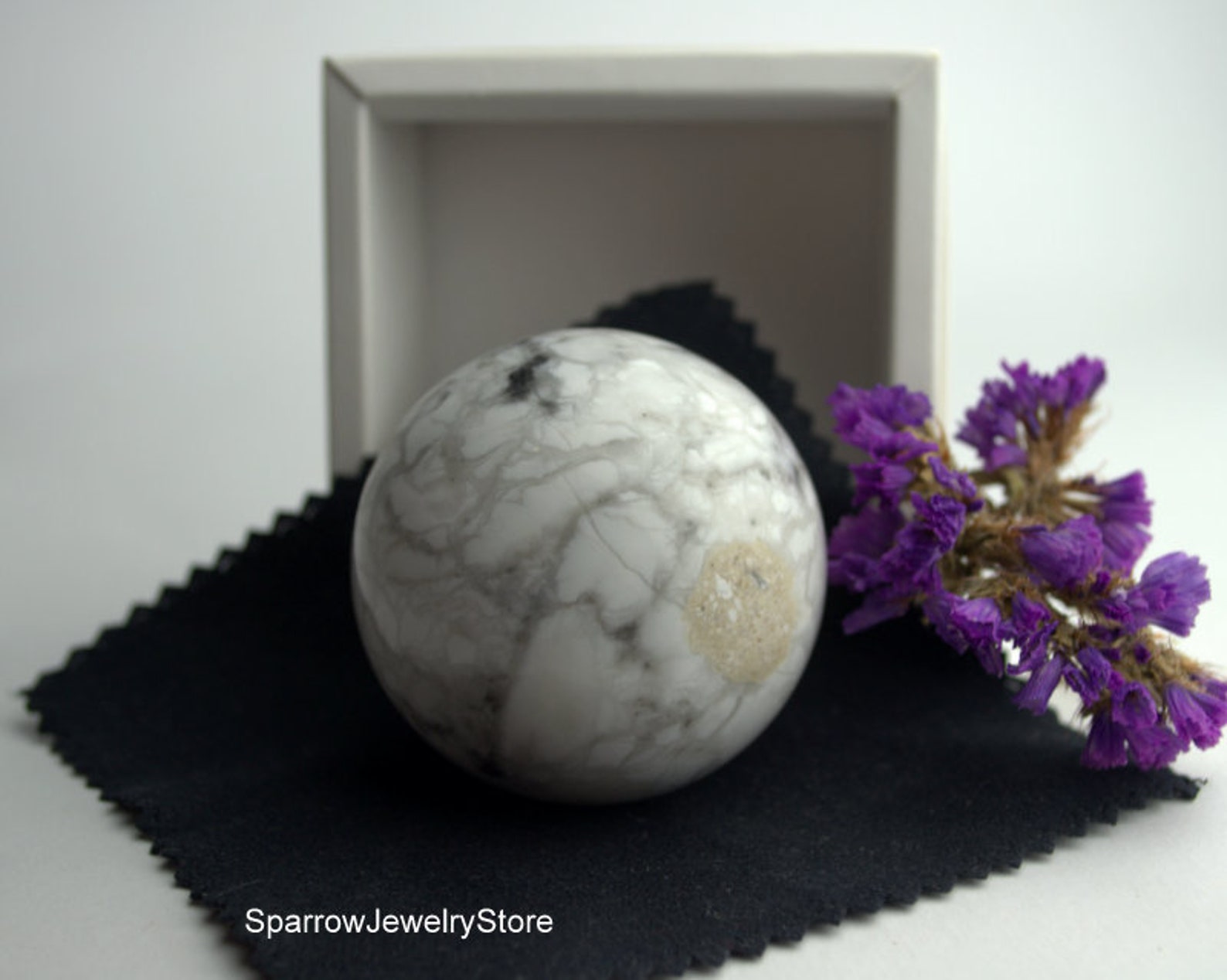 Natural White Howlite Crystal Sphere Polished Howlite Crystal | Etsy