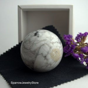 Natural White Howlite Crystal Sphere Polished Howlite Crystal - Etsy