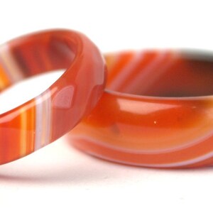 Carved Stone Rings Orange and White Carnelian Agate Solid Stone Rings ...
