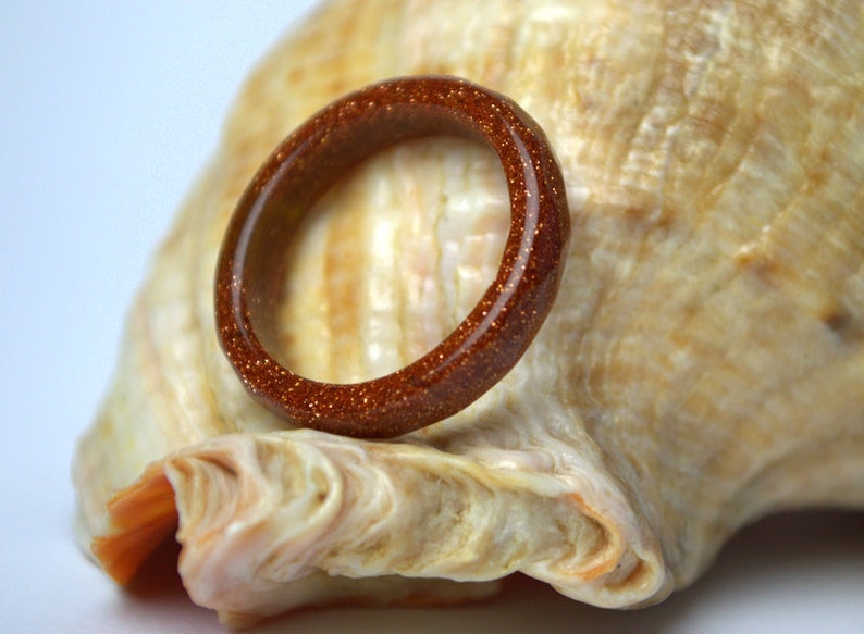 Red Goldstone Ring Solid Gemstone Ring Goldstone Faceted Band - Etsy