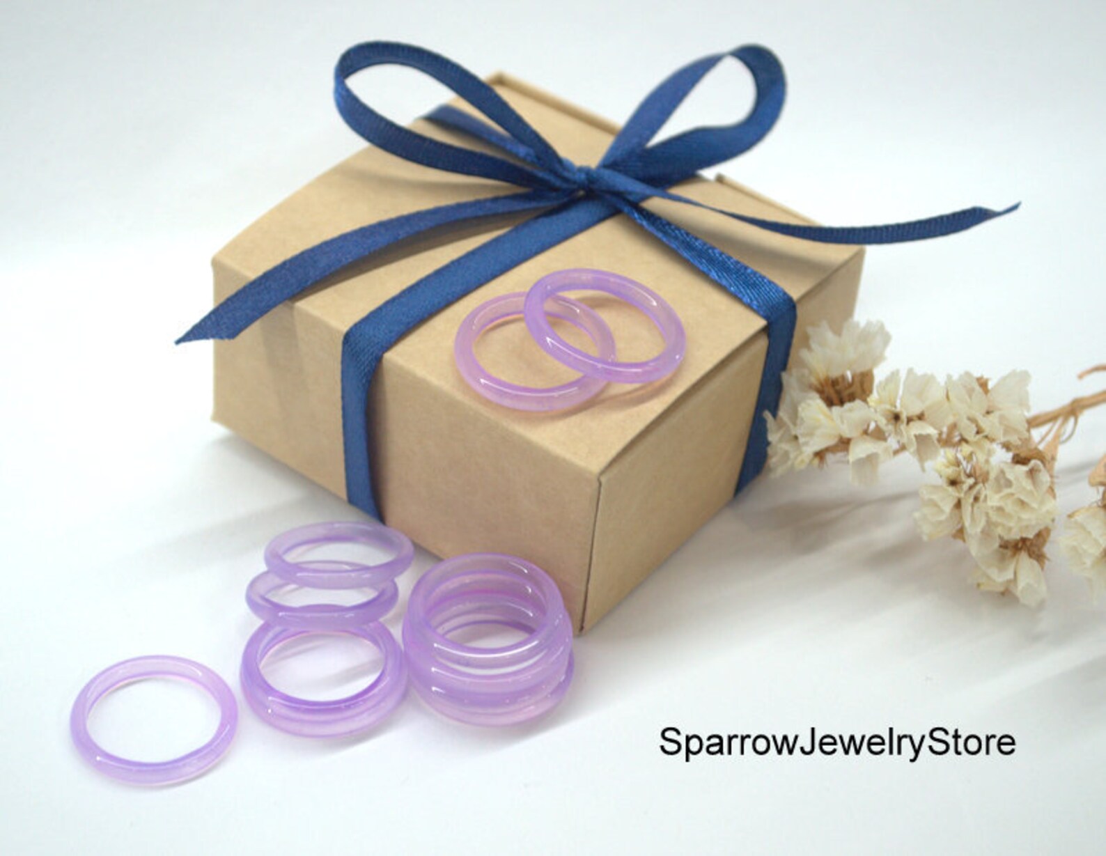 Purple Pink Quartz Chalcedony Ring Band Crystal Birthstone - Etsy