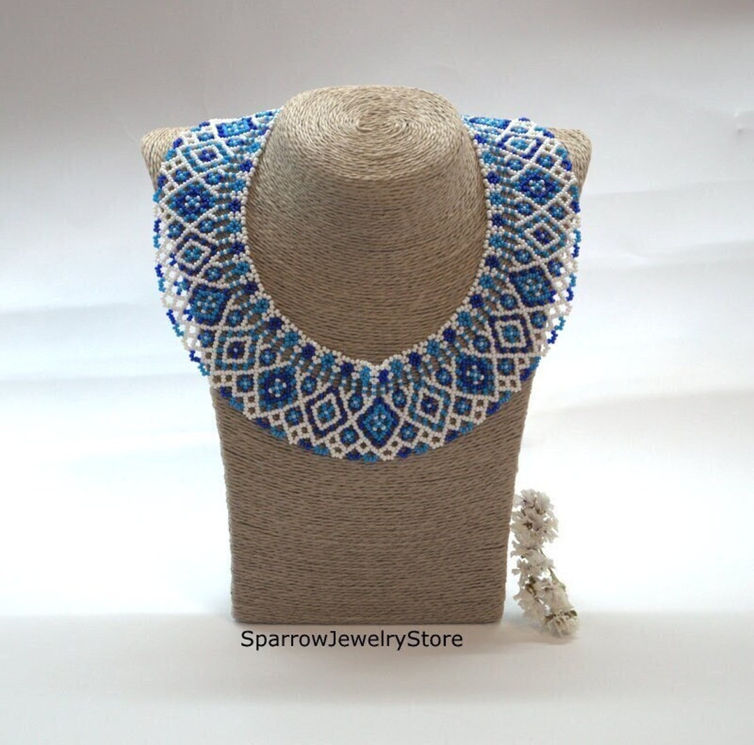 Seed Bead Native Tribal Necklace Seed Bead Choker American Native ...