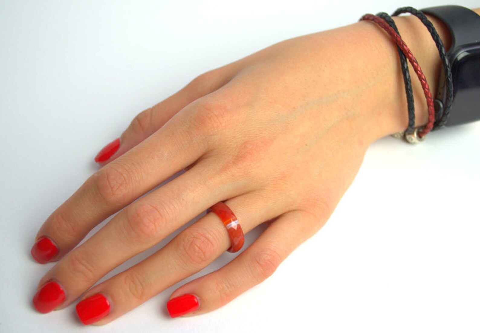 Carved Stone Rings Orange and White Carnelian Agate Solid - Etsy