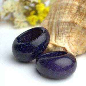Solid Blue Sandstone Ring Band Size 6 7 8 9 10 Carved Gemstone Band ...