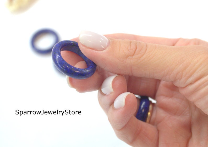 Natural Lapis Lazuli Ring Handmade Carved Stone Ring Band - Etsy