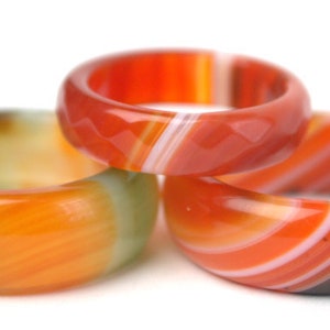 Carved Stone Rings Orange and White Carnelian Agate Solid Stone Rings ...