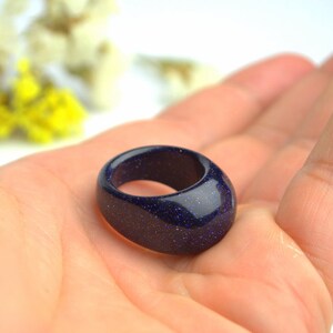 Solid Blue Sandstone Ring Band Size 6 7 8 9 10 Carved Gemstone Band ...