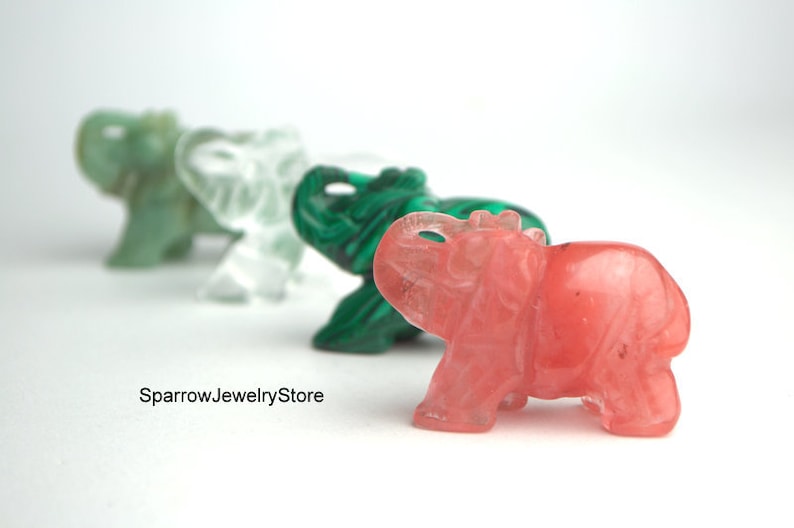 Hand Carved Pink Tourmaline Elephant Lucky Gemstone Figurine Handmade ...