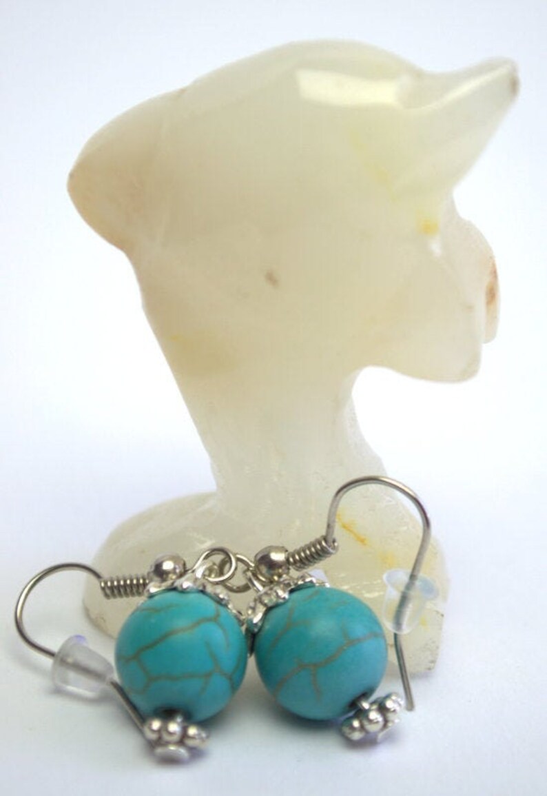 Natural Turquoise Drop Earrings Gemstone Jewelry Simple Dangle - Etsy