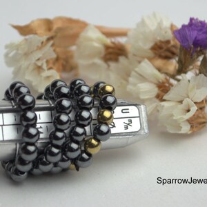 Hematite Stacking Stretch Rings Adjustable Beaded Gemstone Ring Boho ...