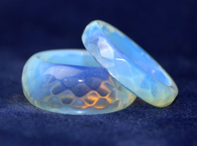 Faceted Opal Moonstone wedding ring band Solid Stone band ring | Etsy