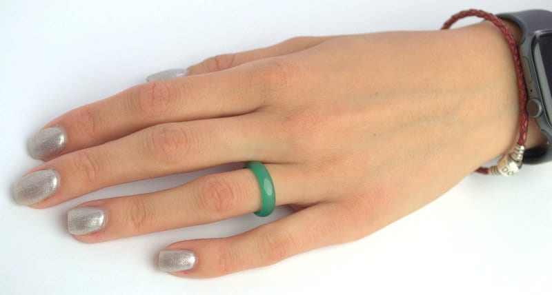 Matte Green Agate Solid Stone Ring Natural Gemstone Ring Size | Etsy