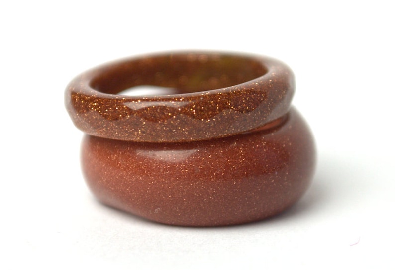 Red Goldstone Ring Solid Gemstone Ring Goldstone Faceted Band - Etsy