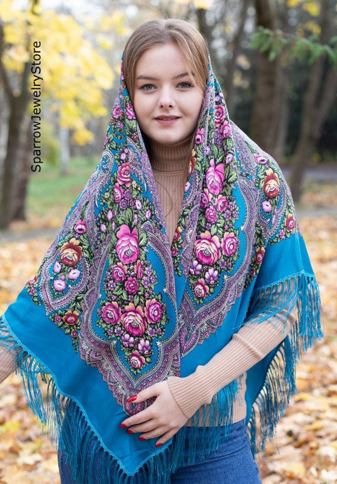 Traditional Ukrainian Shawl Ethnic Ukrainian Scarf Shawl 80% Wool ...