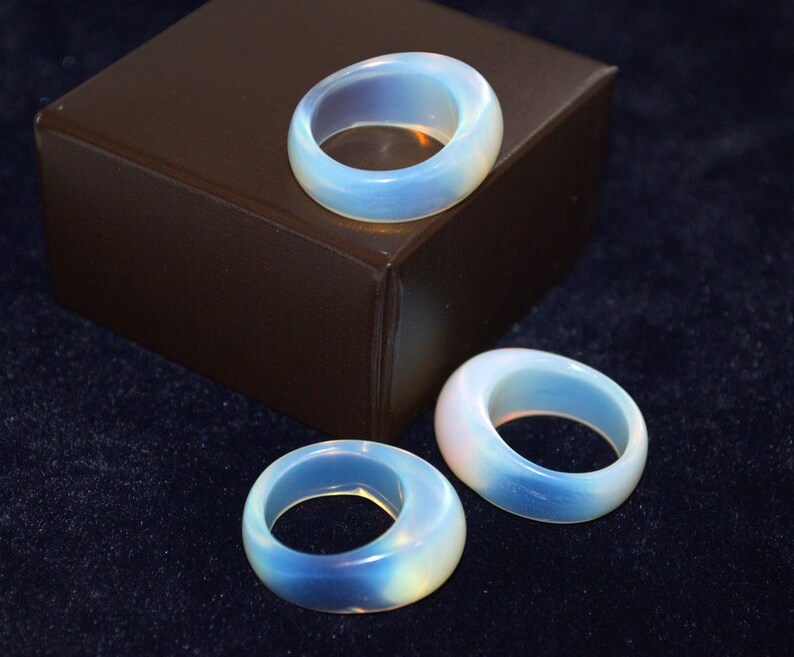 Solid Moonstone ring band size 7 8 9 10 Carved stone rings | Etsy