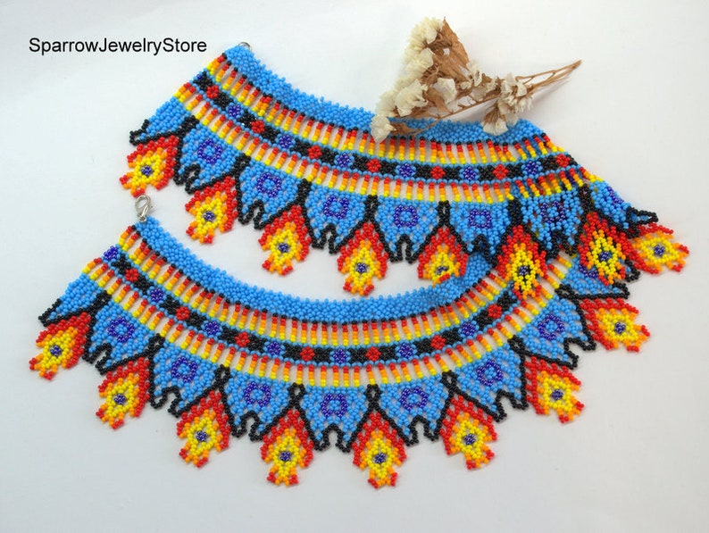 Native American Tribal Necklace Seed Beaded Handmade Jewelry - Etsy