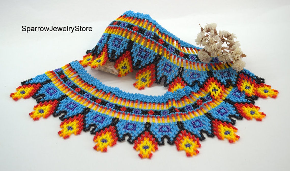 Native American Tribal Necklace Seed Beaded Handmade Jewelry - Etsy