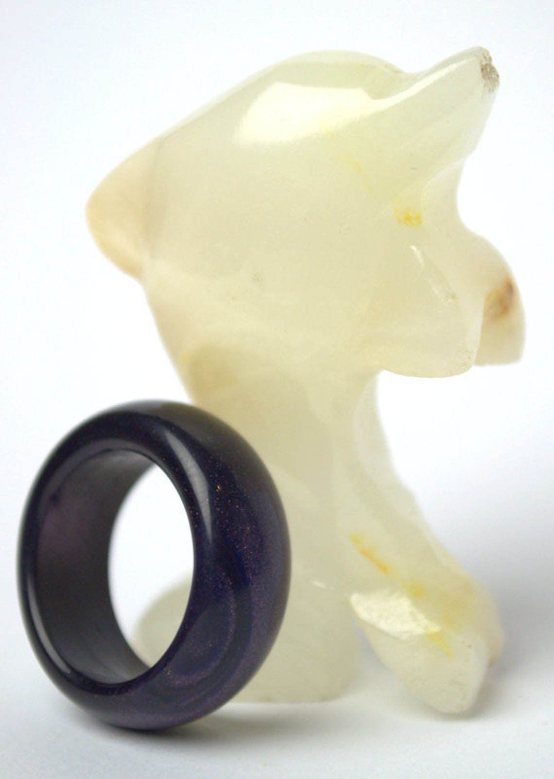 Genuine blue Sandstone Ring Solid stone rings size 6 7 8 9 10 | Etsy