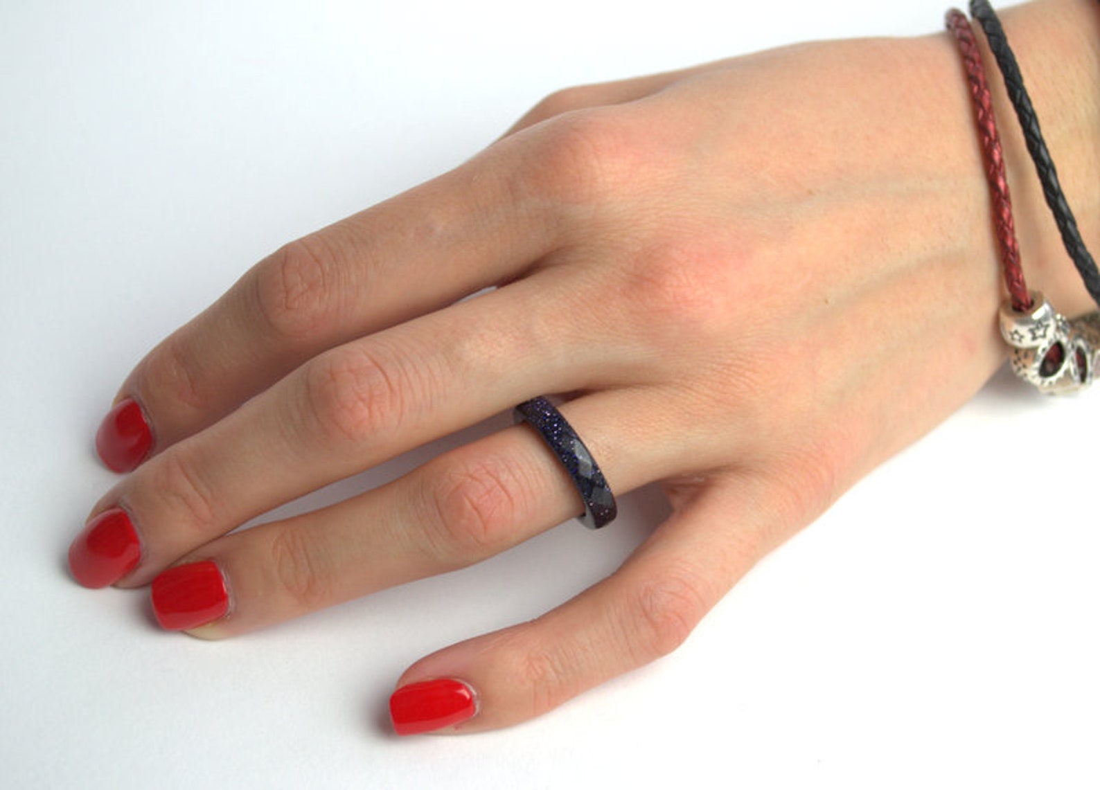 Blue Sandstone Faceted Ring Solid Stone Ring Size 6 7 8 9 10 - Etsy