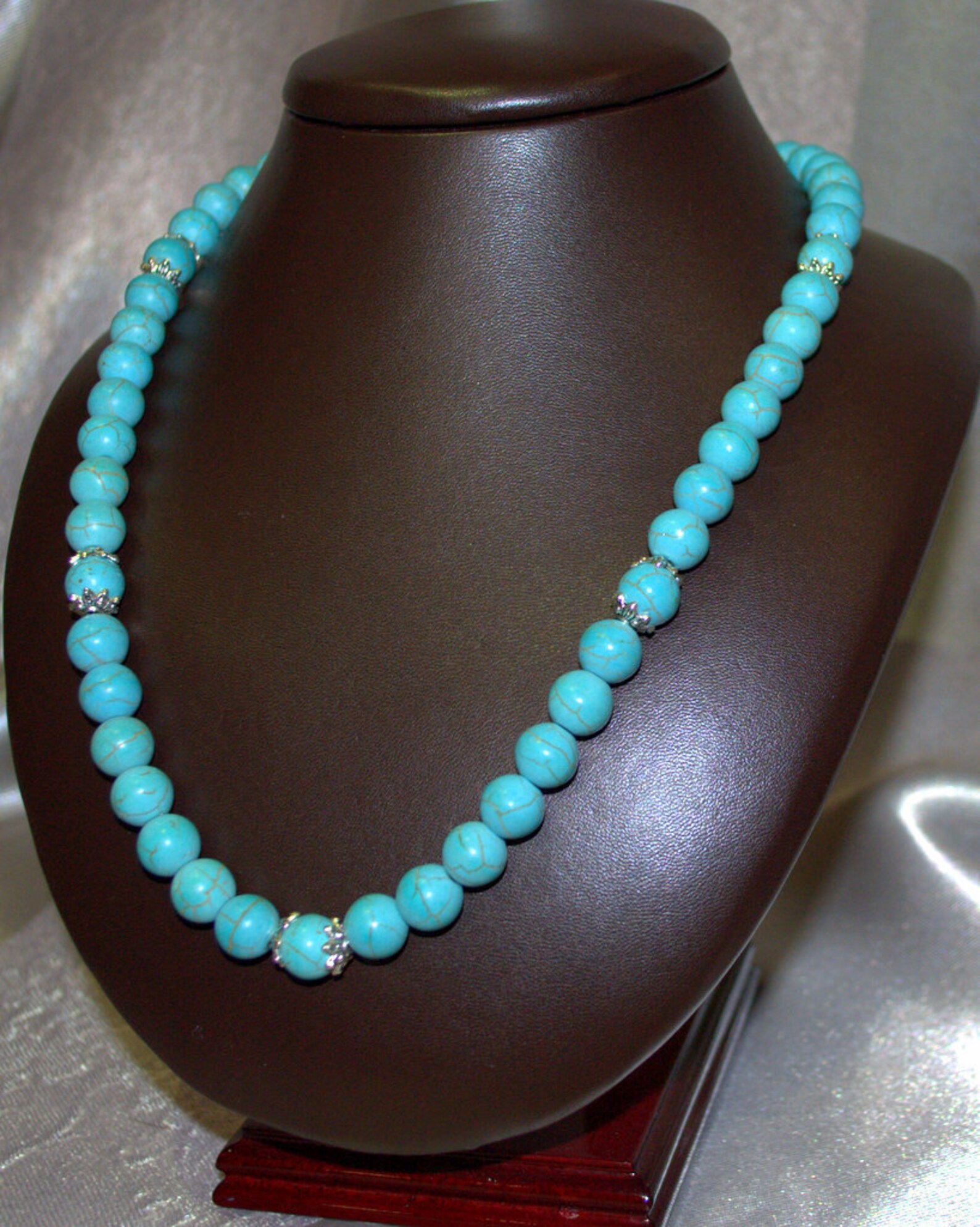 Genuine Blue Turquoise Necklace Gemstone Beaded Woman's Necklace Real ...