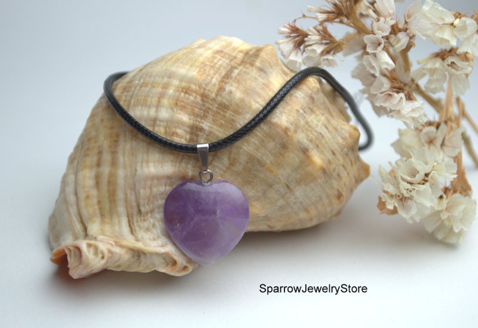 Genuine Amethyst Heart Pendant Necklace Amethyst Crystal Mini - Etsy