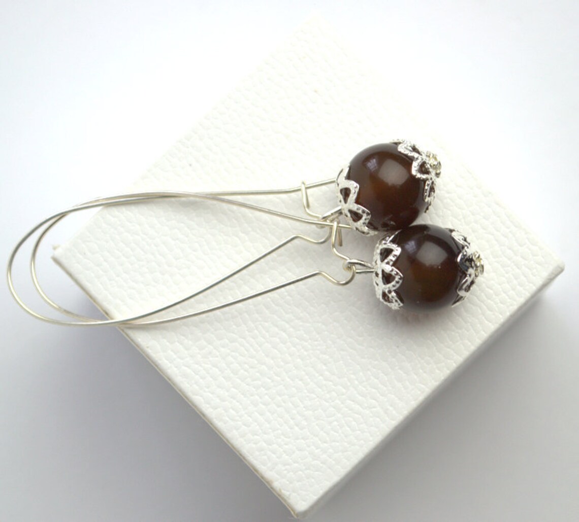 Genuine Tiger Eye Earrings Natural Brown Stone Jewelry - Etsy