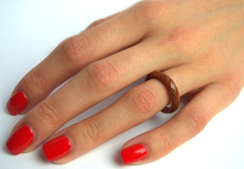 Red Goldstone Ring Solid Gemstone Ring Goldstone Faceted Band - Etsy