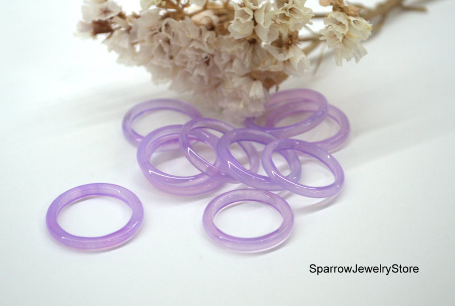 Purple Pink Quartz Chalcedony Ring Band Crystal Birthstone - Etsy