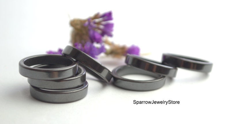 Hematite Stone Ring Band: Artisan Carved Gemstone Stacking Ring - Etsy