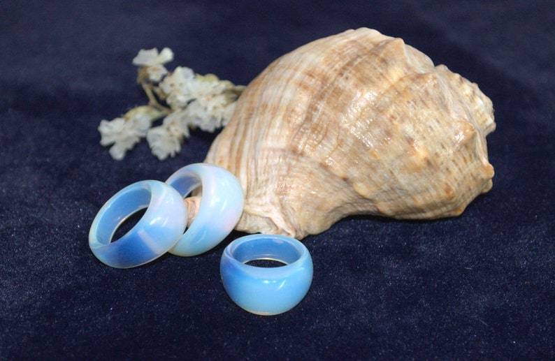 Solid Moonstone ring band size 7 8 9 10 Carved stone rings | Etsy