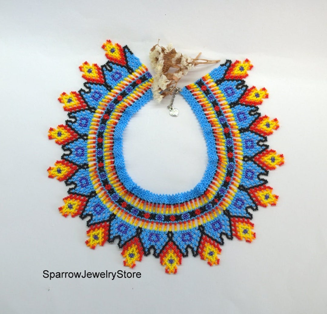 Native American Tribal Necklace Seed Beaded Handmade Jewelry ...