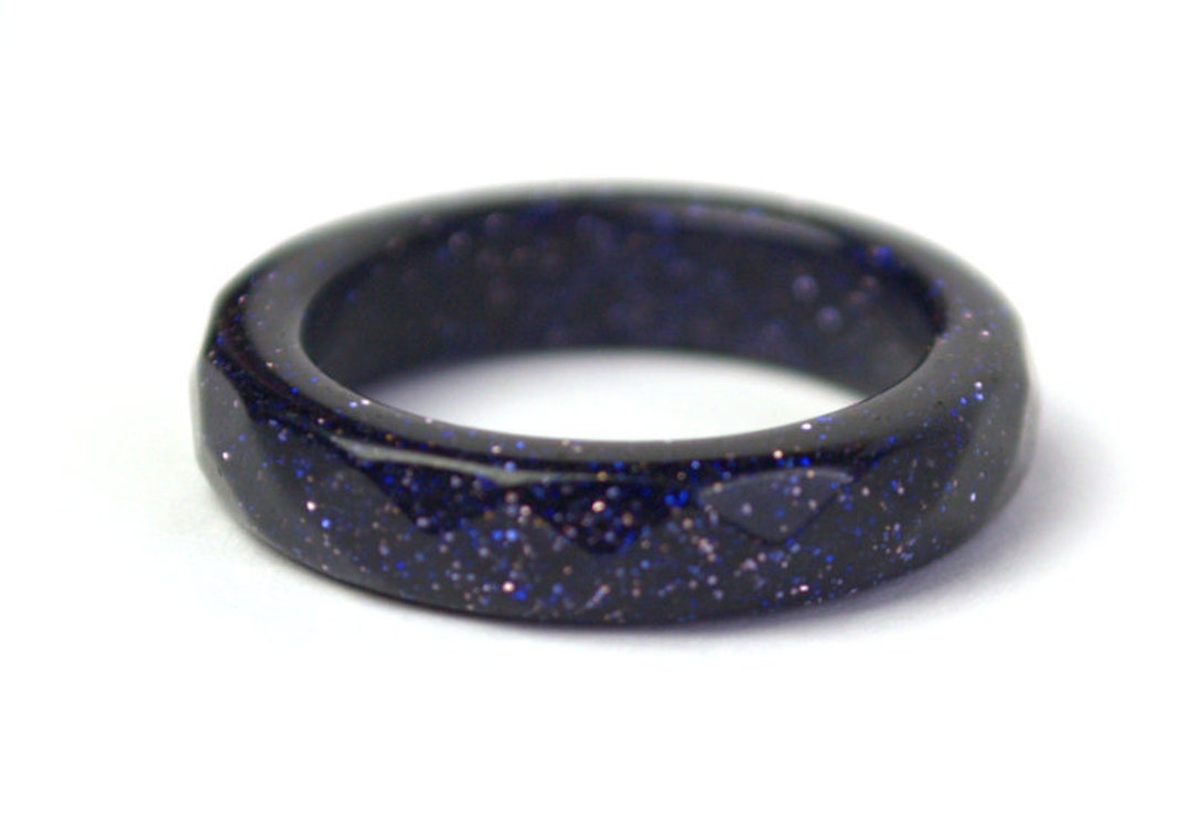 Blue Sandstone Faceted Ring Solid Stone Ring Size 6 7 8 9 10 Carved ...