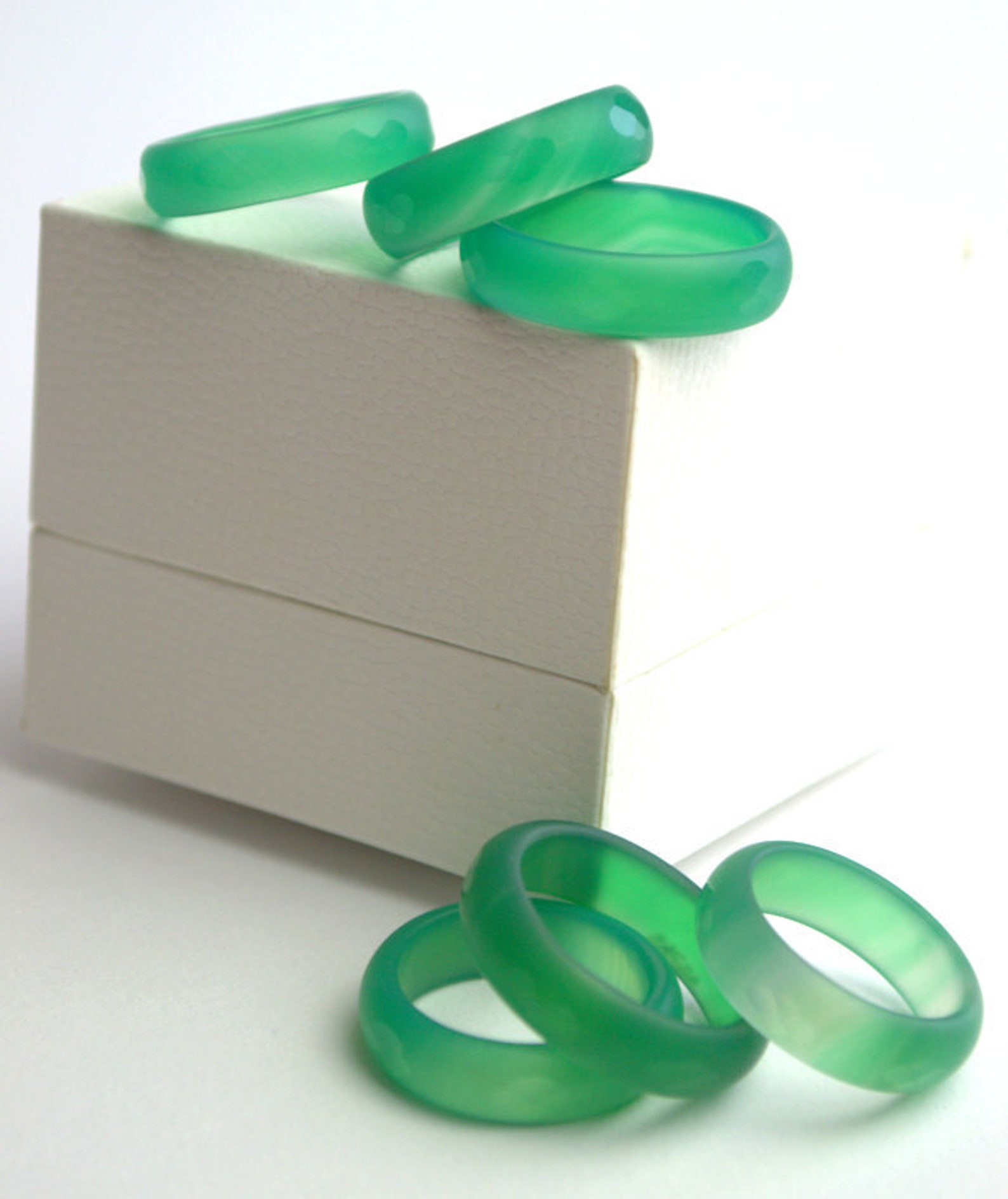 Matte Green Agate Solid Stone Ring Natural Gemstone Ring Size | Etsy