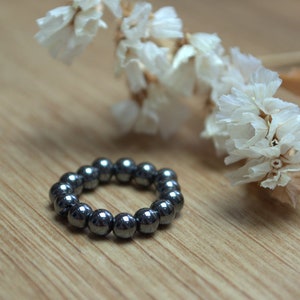 Hematite Stacking Stretch Rings Adjustable Beaded Gemstone Ring Boho ...