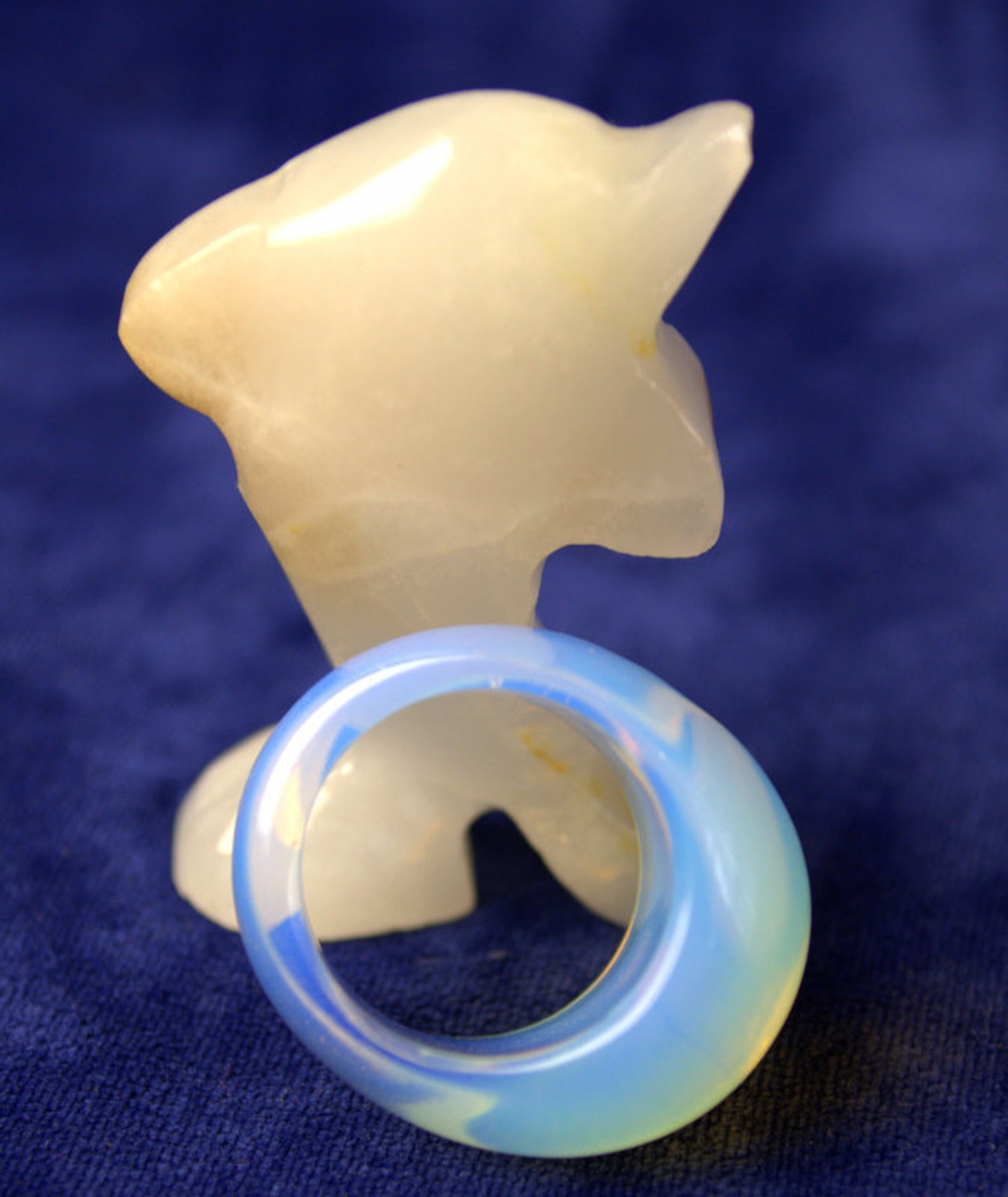 Solid Moonstone Opal Ring Band Size 8 9 10 11 Carved Stone - Etsy