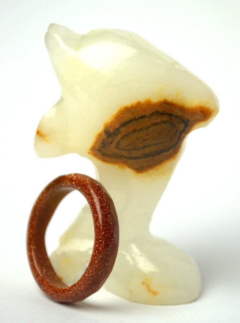 Red Goldstone Ring Solid Gemstone Ring Goldstone Faceted Band - Etsy