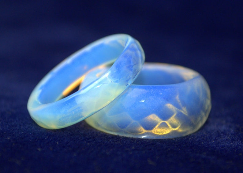 Faceted Opal Moonstone wedding ring band Solid Stone band ring | Etsy