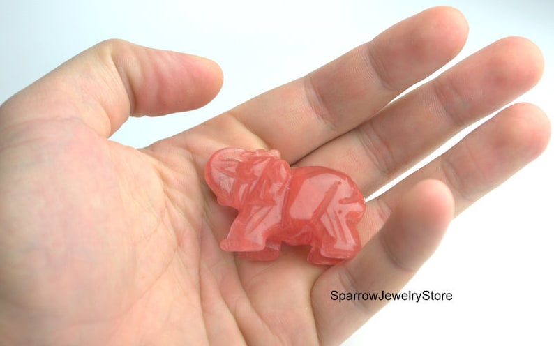 Hand Carved Pink Tourmaline Elephant Lucky Gemstone Figurine Handmade ...
