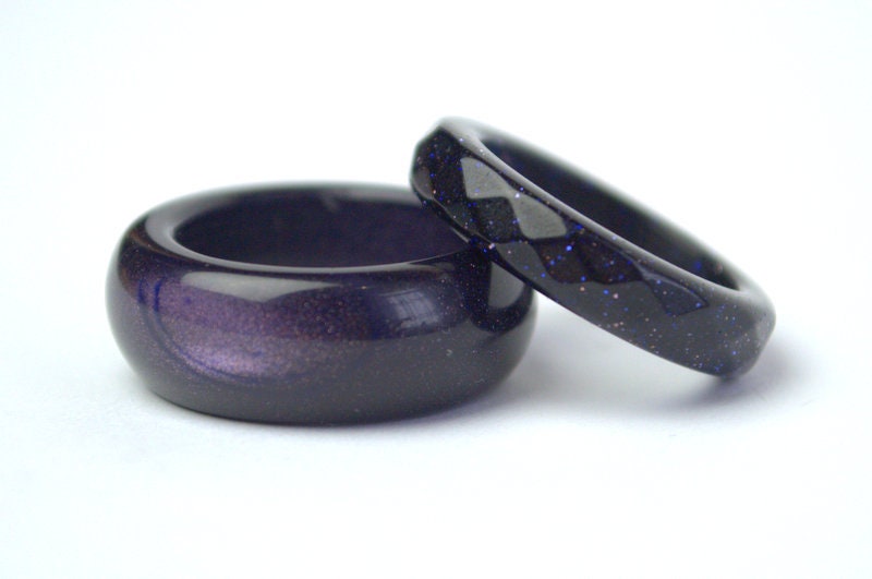 Blue Sandstone Faceted Ring Solid Stone Ring Size 6 7 8 9 10 - Etsy