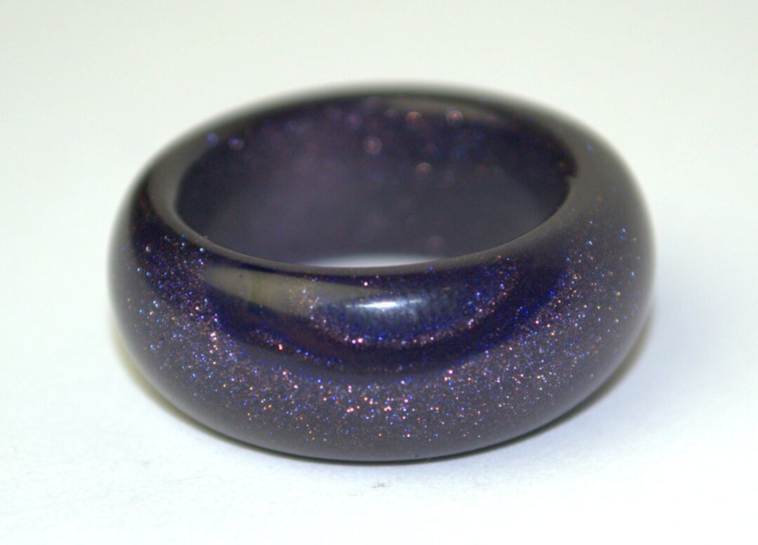 Genuine Blue Sandstone Ring Solid Stone Ring Size 6 7 8 9 Carved ...