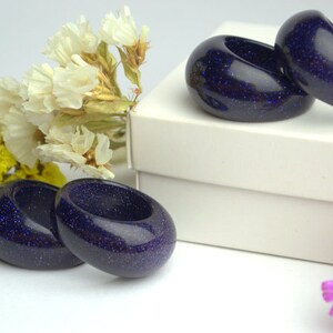 Solid Blue Sandstone Ring Band Size 6 7 8 9 10 Carved Gemstone Band ...