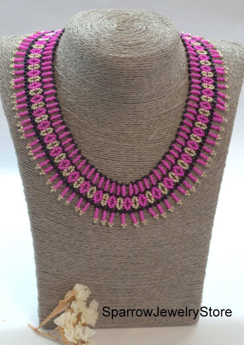 Handmade Seed Beaded Necklace Native Tribal American Necklace - Etsy