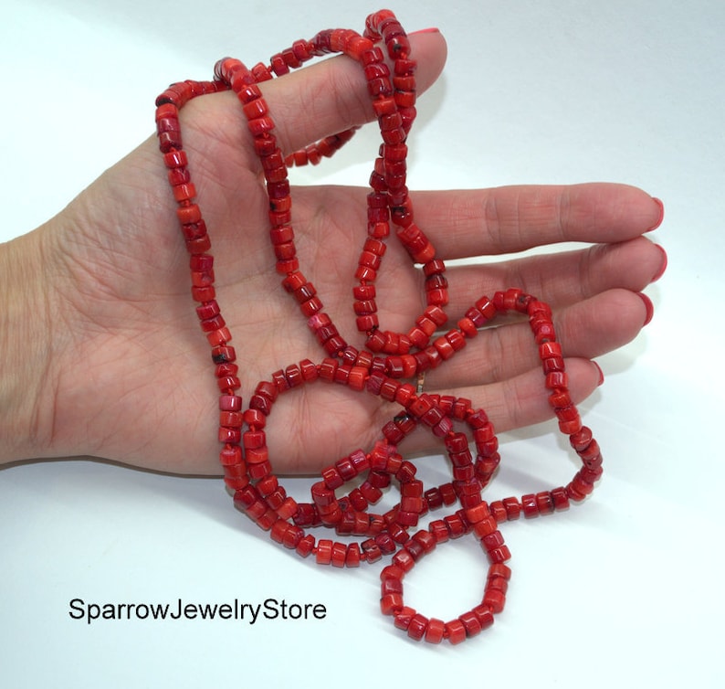 Multi Strand Red Coral Necklace Long Coral Wrap Statement | Etsy