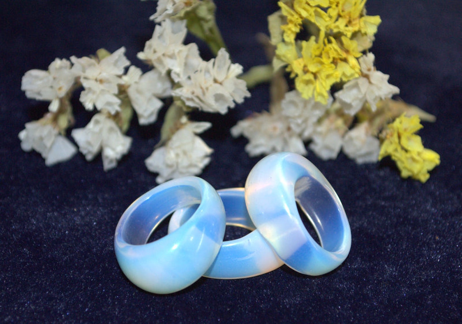 Solid Moonstone Ring Band Size 7 8 9 10 Carved Stone Rings | Etsy