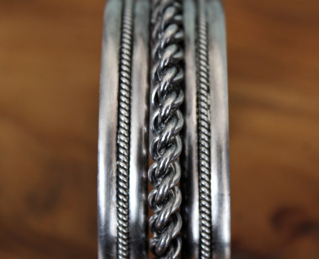 NORTH AFRICAN SILVER Bangle With Plaited Rope Design, Cuff / Bracelet ...