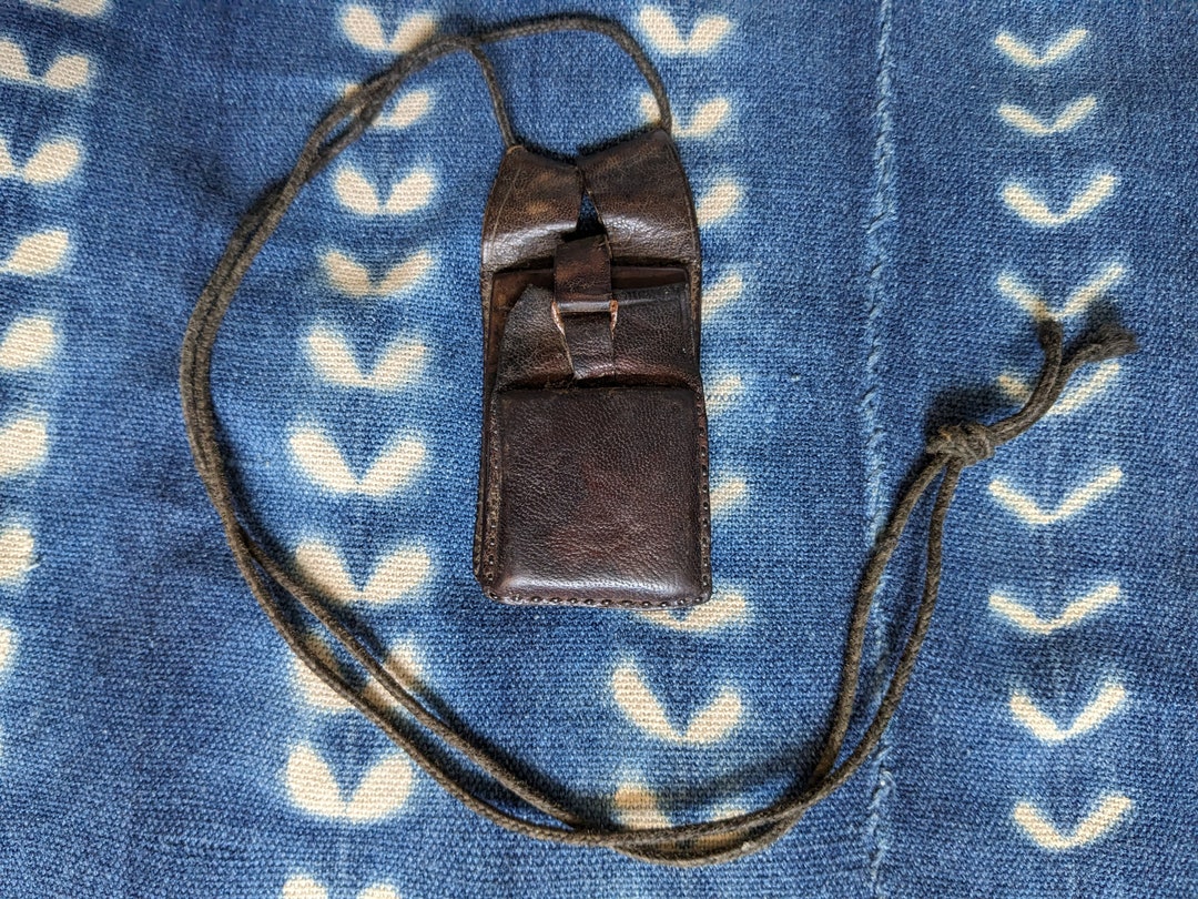 Vintage Tuareg Leather Protective AMULET, Sahara Desert, 2x Touareg ...
