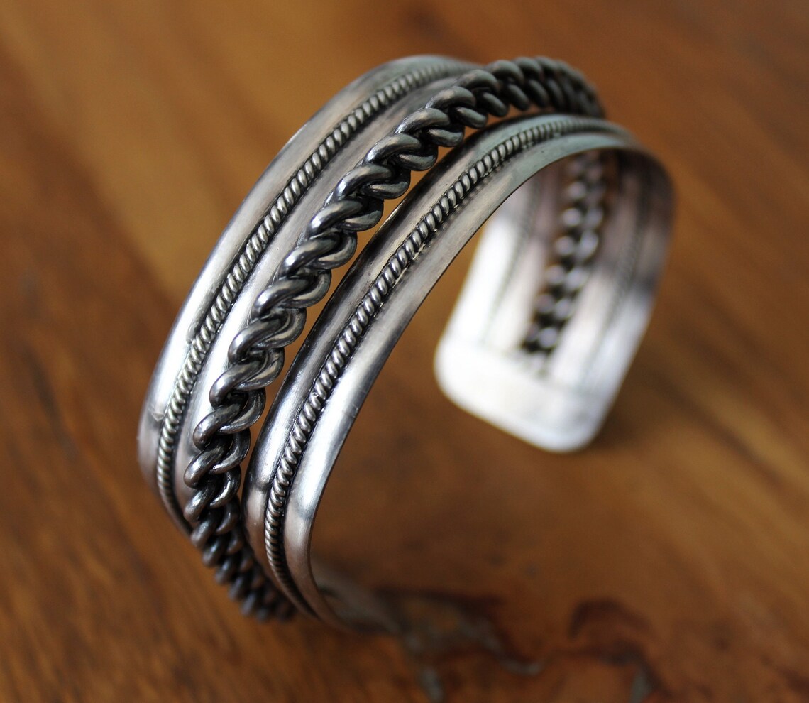 NORTH AFRICAN SILVER Bangle With Plaited Rope Design, Cuff / Bracelet ...